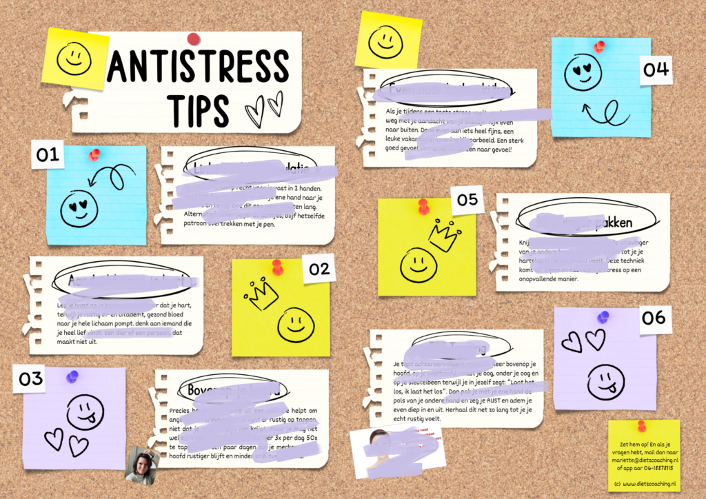 Poster antistress-tips - Mariette Dietz Coaching